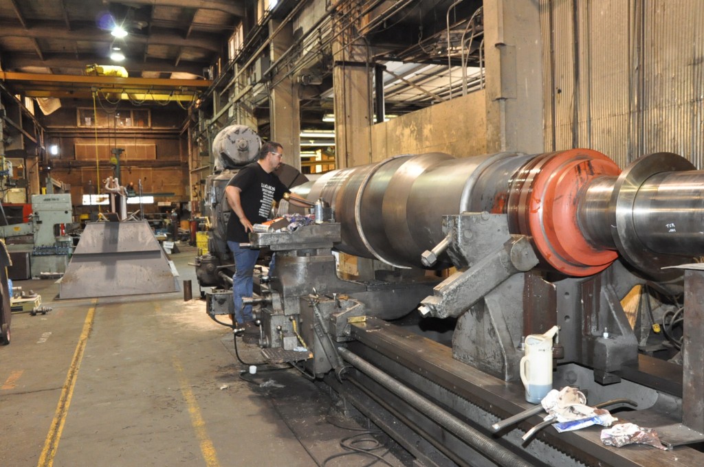 Industrial fan repair shop work or on site in the field.